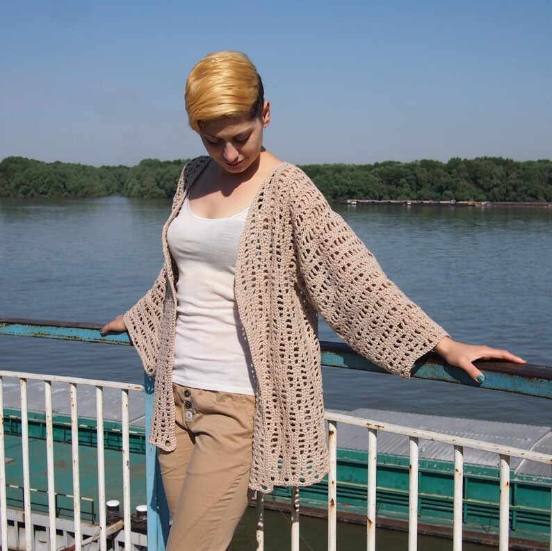 Crochet Pattern Flow Cardigan Women Sweater Waves Woman Jacket - Etsy