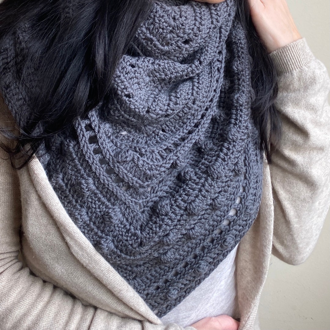 Crochet Pattern Candy Love Shawl, Woman Triangle Textured Shawl, Women ...