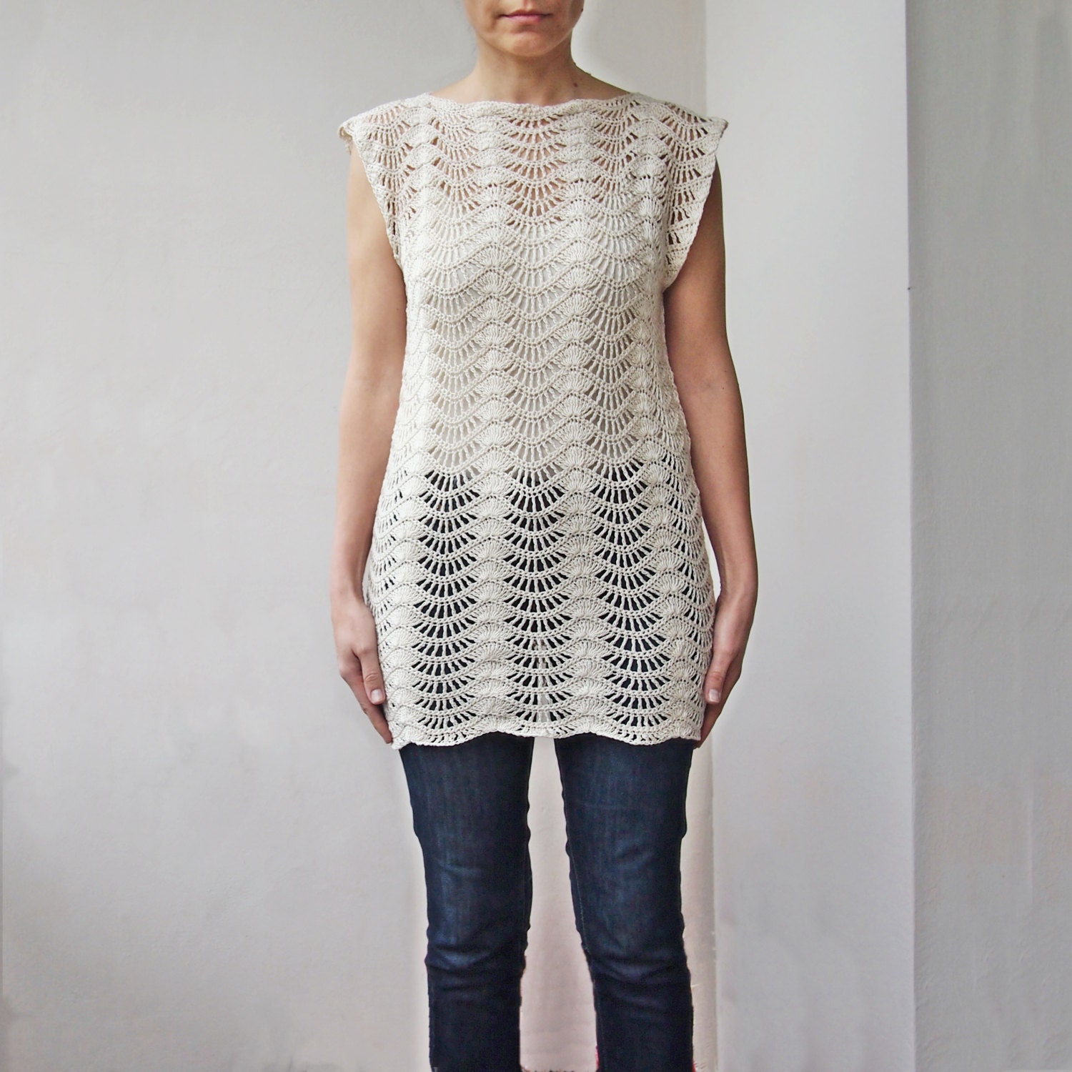 Crochet Pattern Chevron Sweater Tunic Ripples Top Waves | Etsy