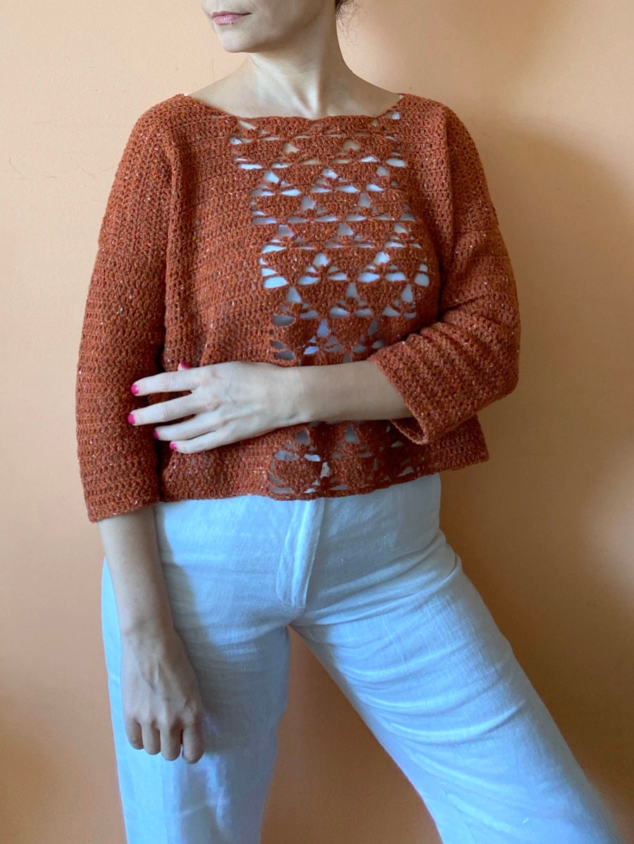 Crochet Pattern Origami Sweater, Women Pullover, Top, Woman Clothing ...