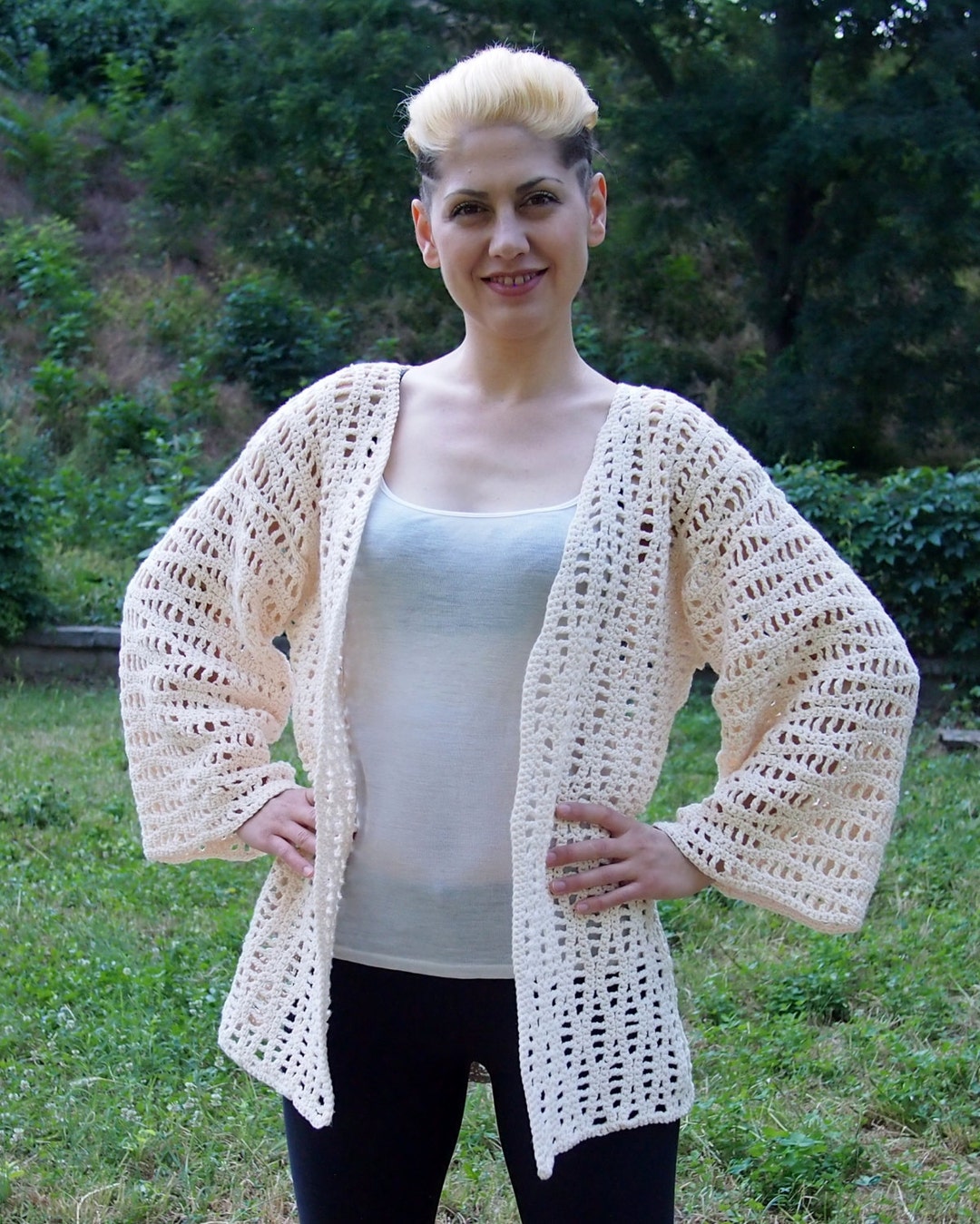 Crochet Pattern Flow Cardigan Women Sweater Waves Woman Jacket Beach ...