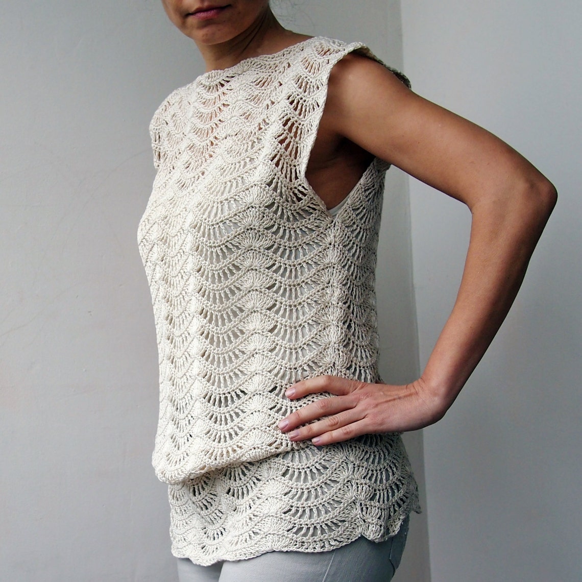 CROCHET PATTERN Women Chevron Sweater, Crochet Waves Tunic, Ripples Top ...