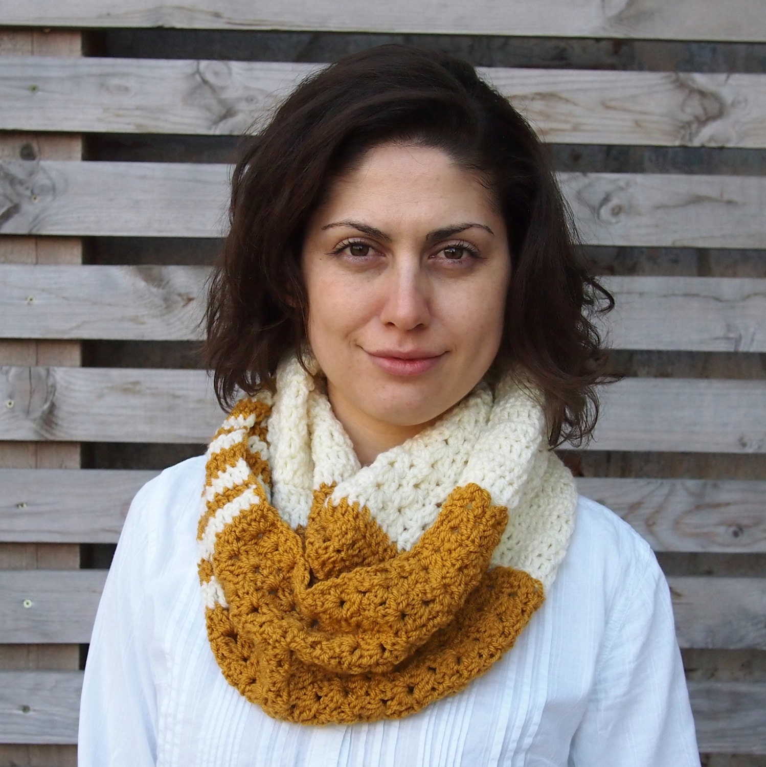 CROCHET Pattern Loop Scarf Color Block Winter Circle Lace - Etsy