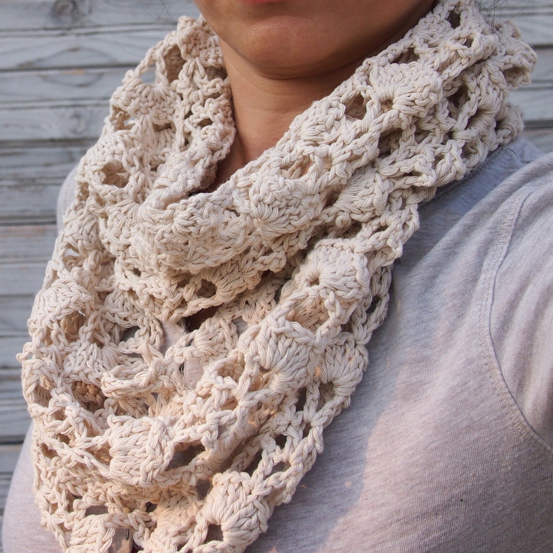 Infinity Scarf Crochet Pattern Woman Circle Scarf Lace Loop Scarf ...