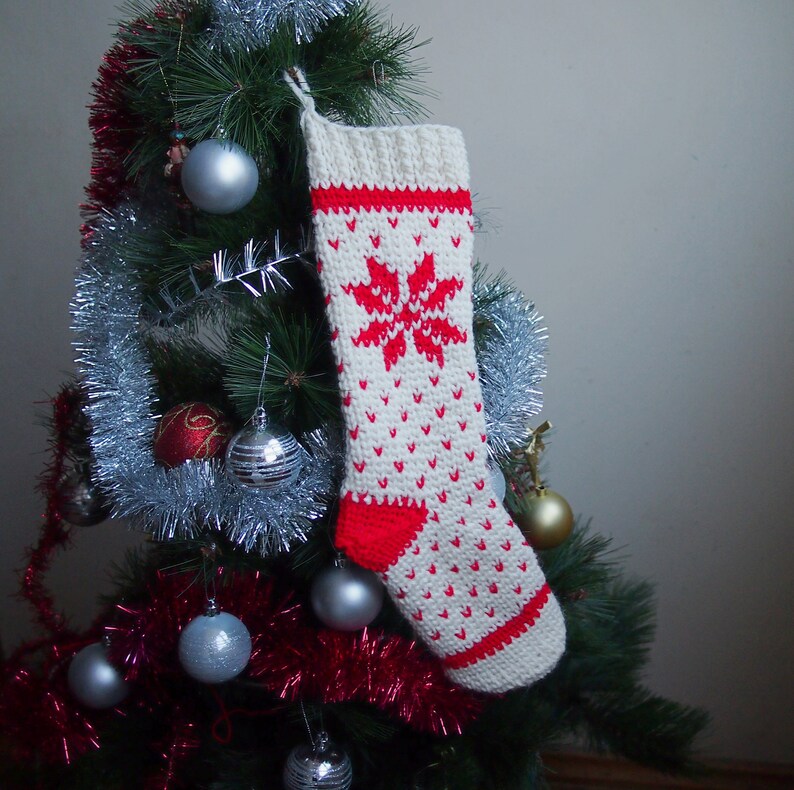 Crochet pattern Fair Isle knit look Christmas stocking Nordic | Etsy