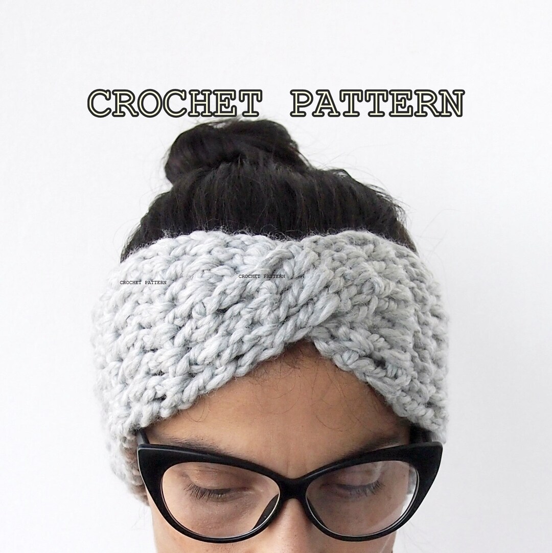 Crochet Pattern Turban Headband Chunky Hat Twist Headwrap Women