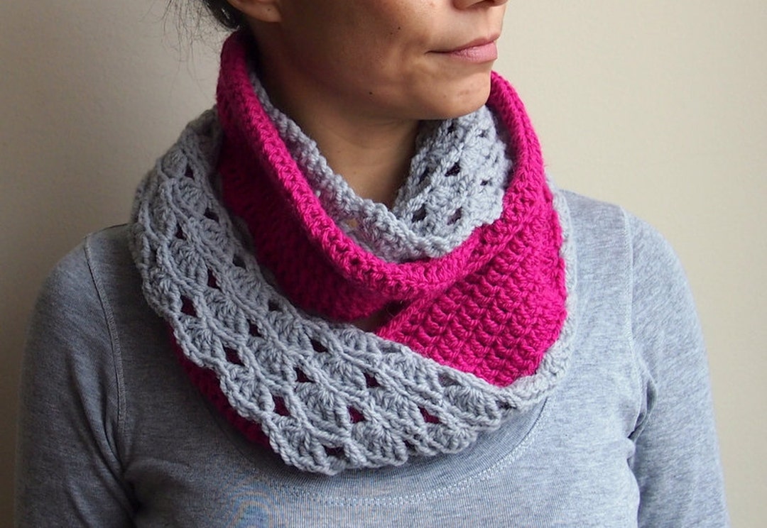 Loop Scarf PDF Crochet Pattern, Woman Block Circle Lace Loop Double ...