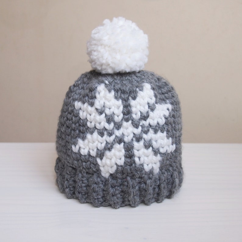 Crochet pattern Nordic snowflake knit look hat women Sweedish | Etsy