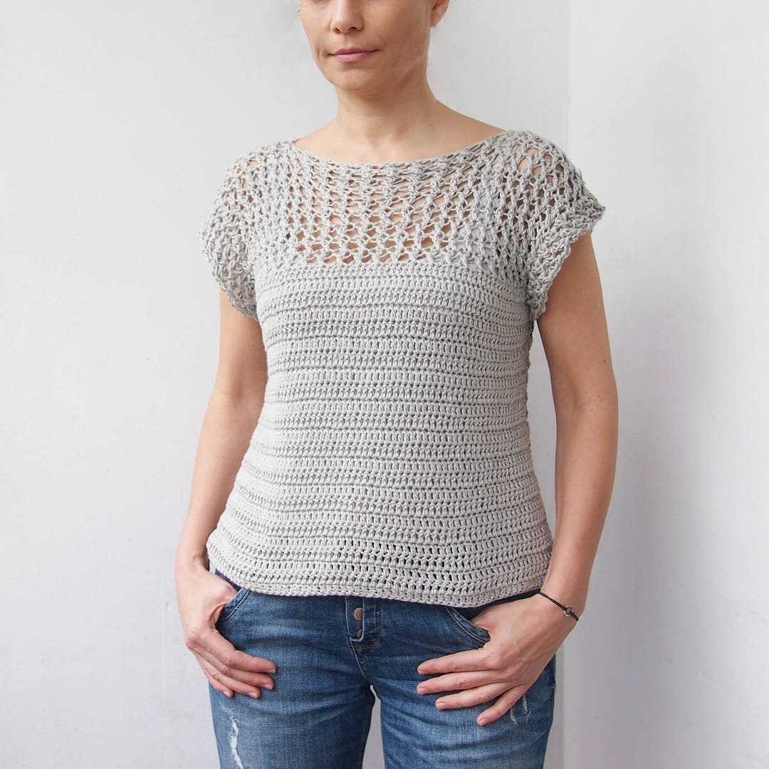 Crochet Pattern Silver Drop Top, Women Sweater Summer, Pullover, Woman ...