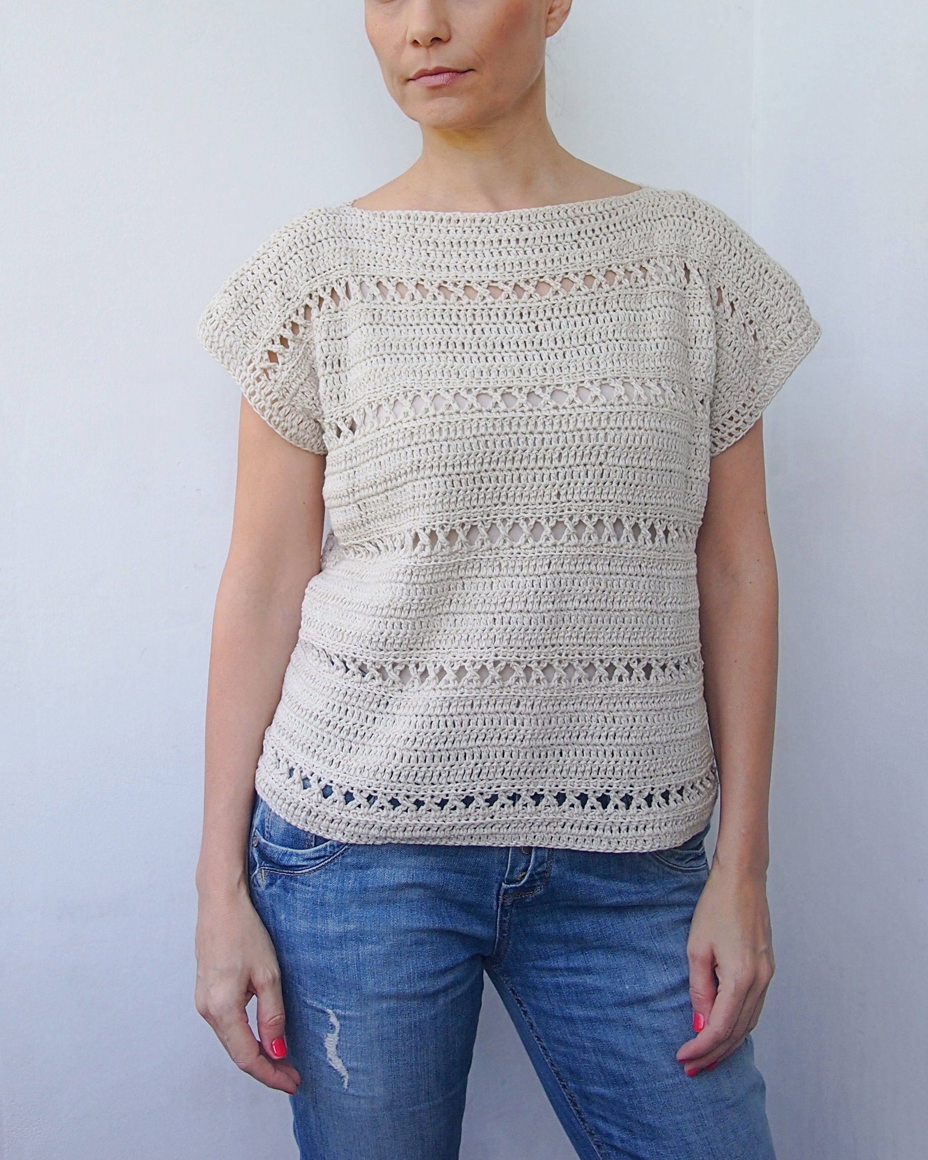 Crochet Pattern stripes Sweater Spring Summer | Etsy