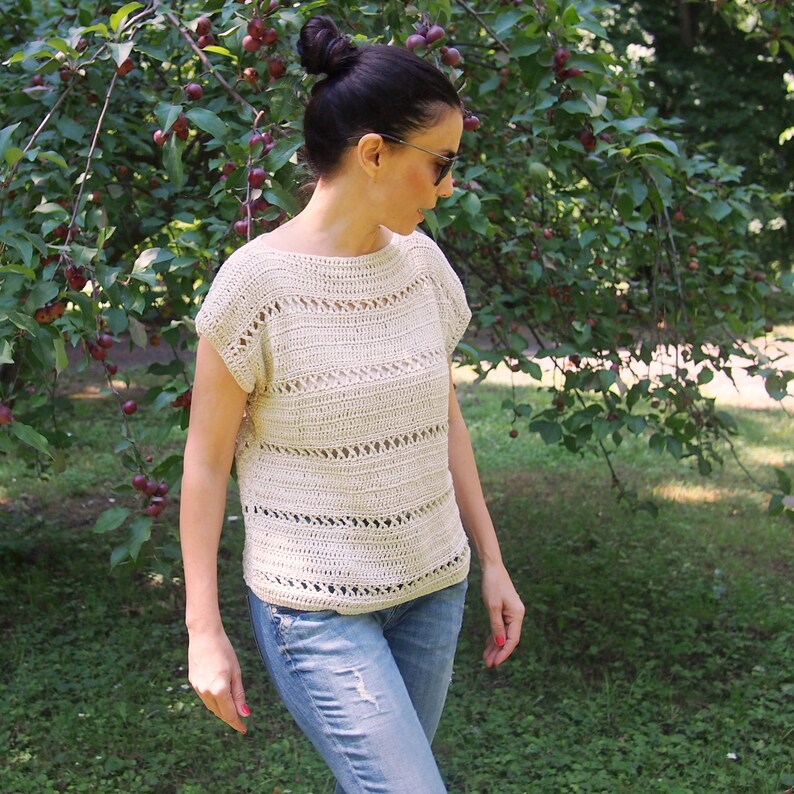 Crochet Pattern stripes Sweater Spring Summer - Etsy