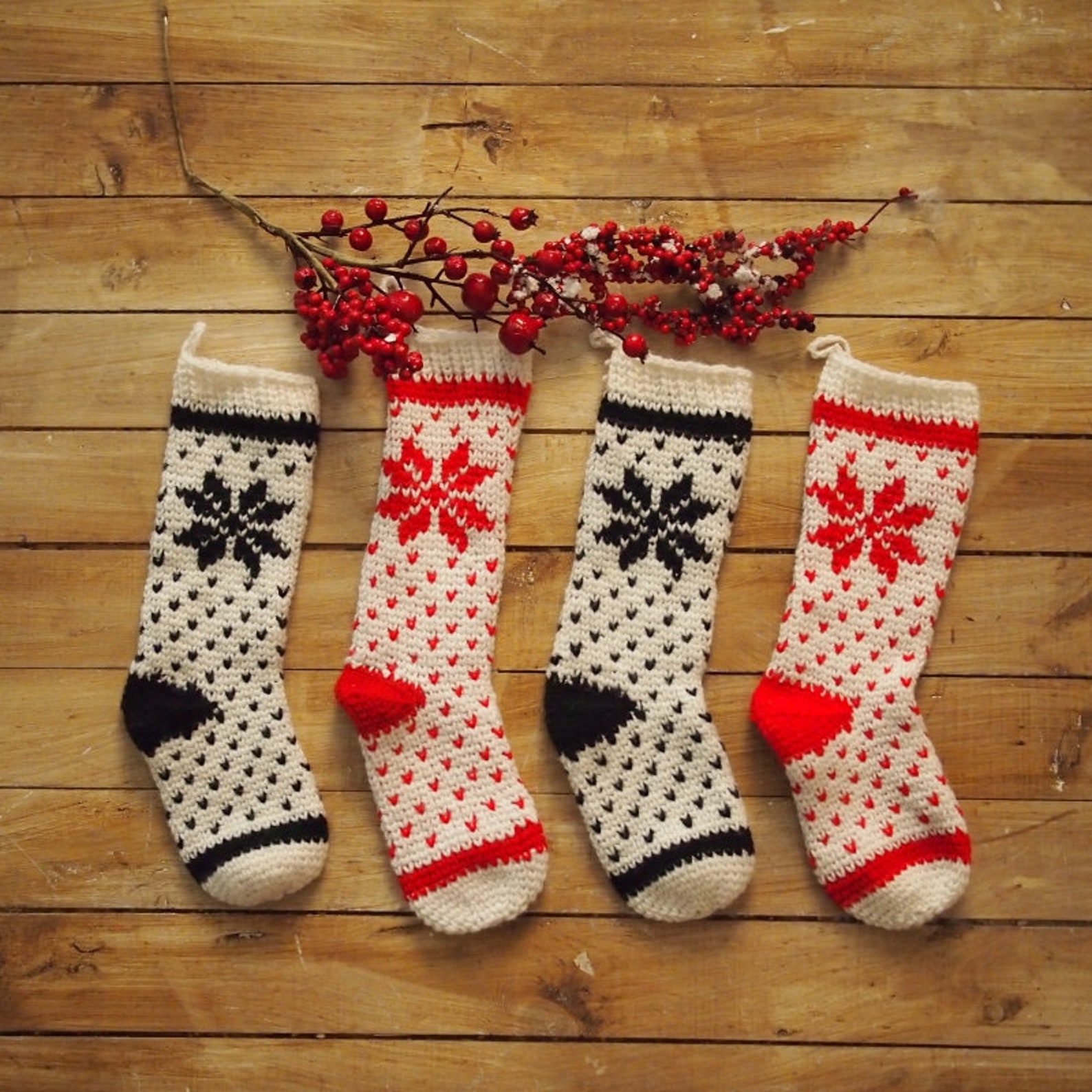 Crochet Pattern Fair Isle Knit Look Christmas Stocking Nordic - Etsy