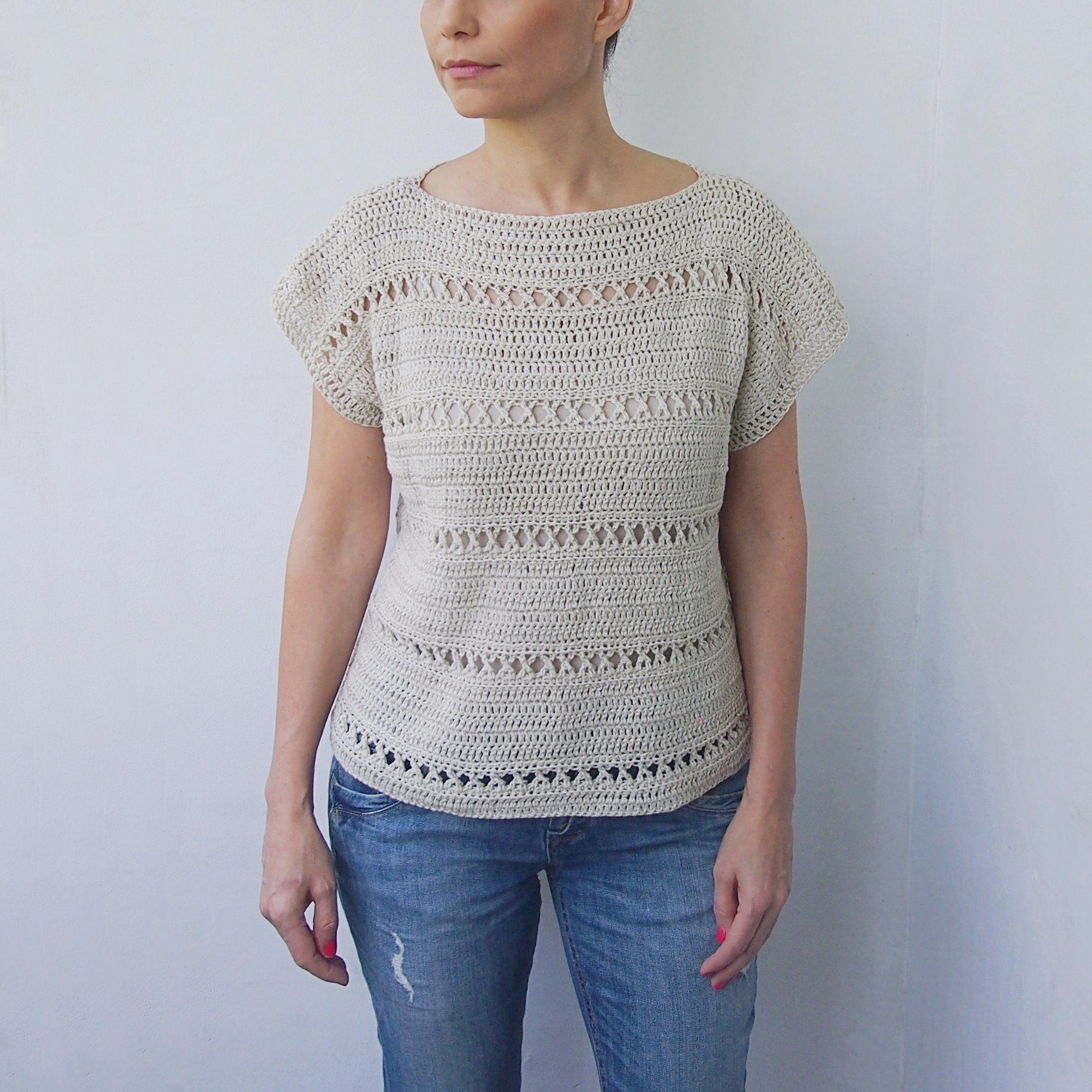 Crochet Pattern Stripes sweater spring summer | Etsy