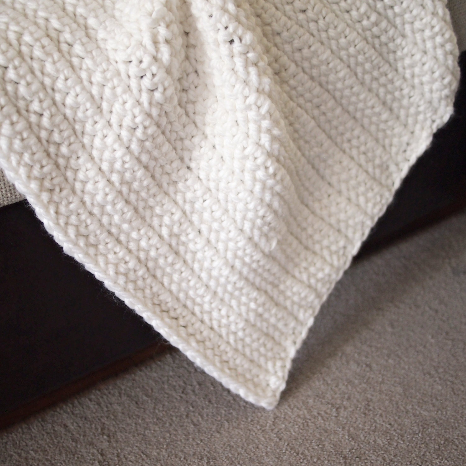 Crochet PATTERN Herringbone Chunky Wool Blanket Bulky Afghan - Etsy