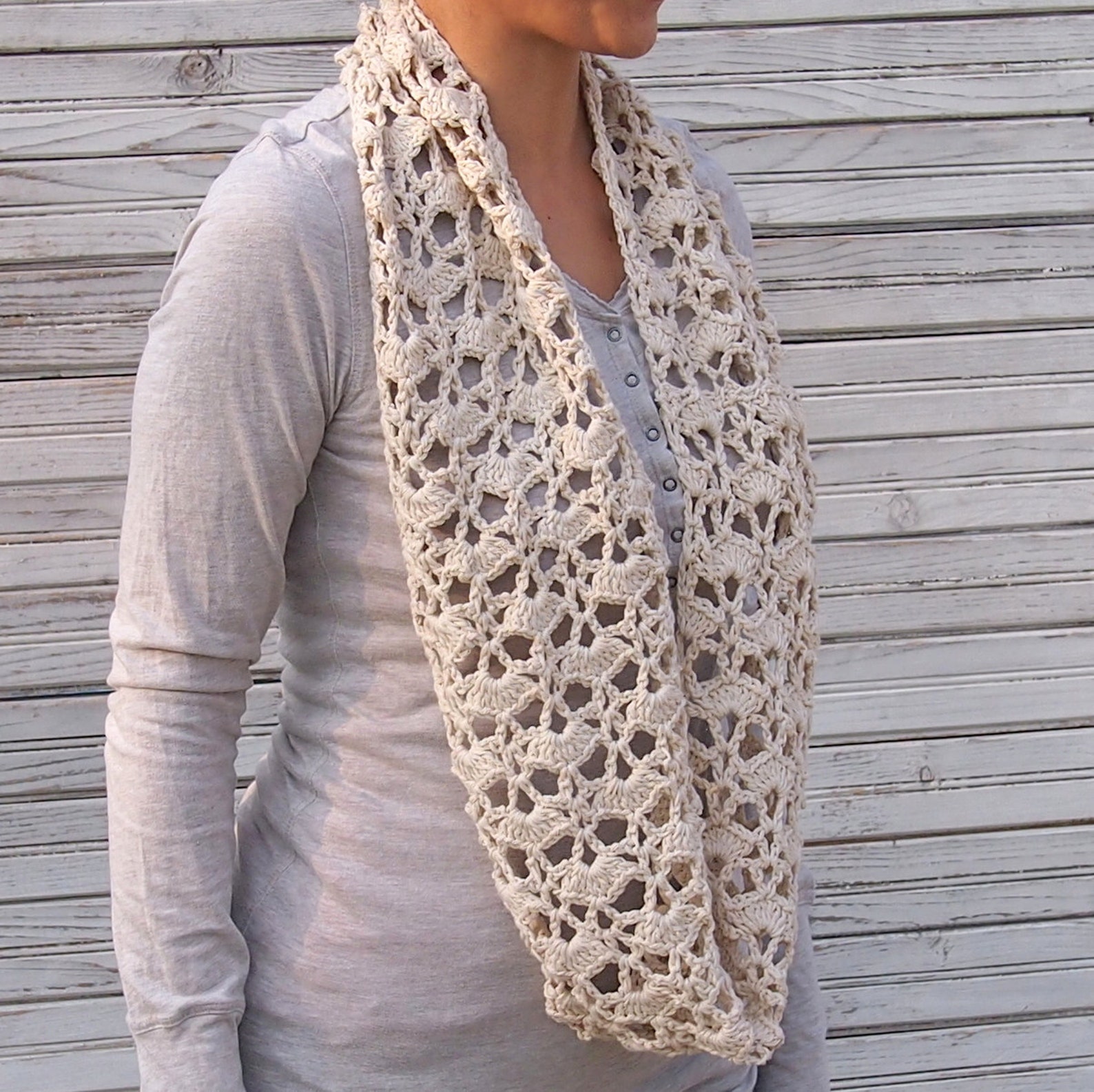 Infinity Scarf Crochet Pattern Woman Circle Scarf Lace Loop - Etsy