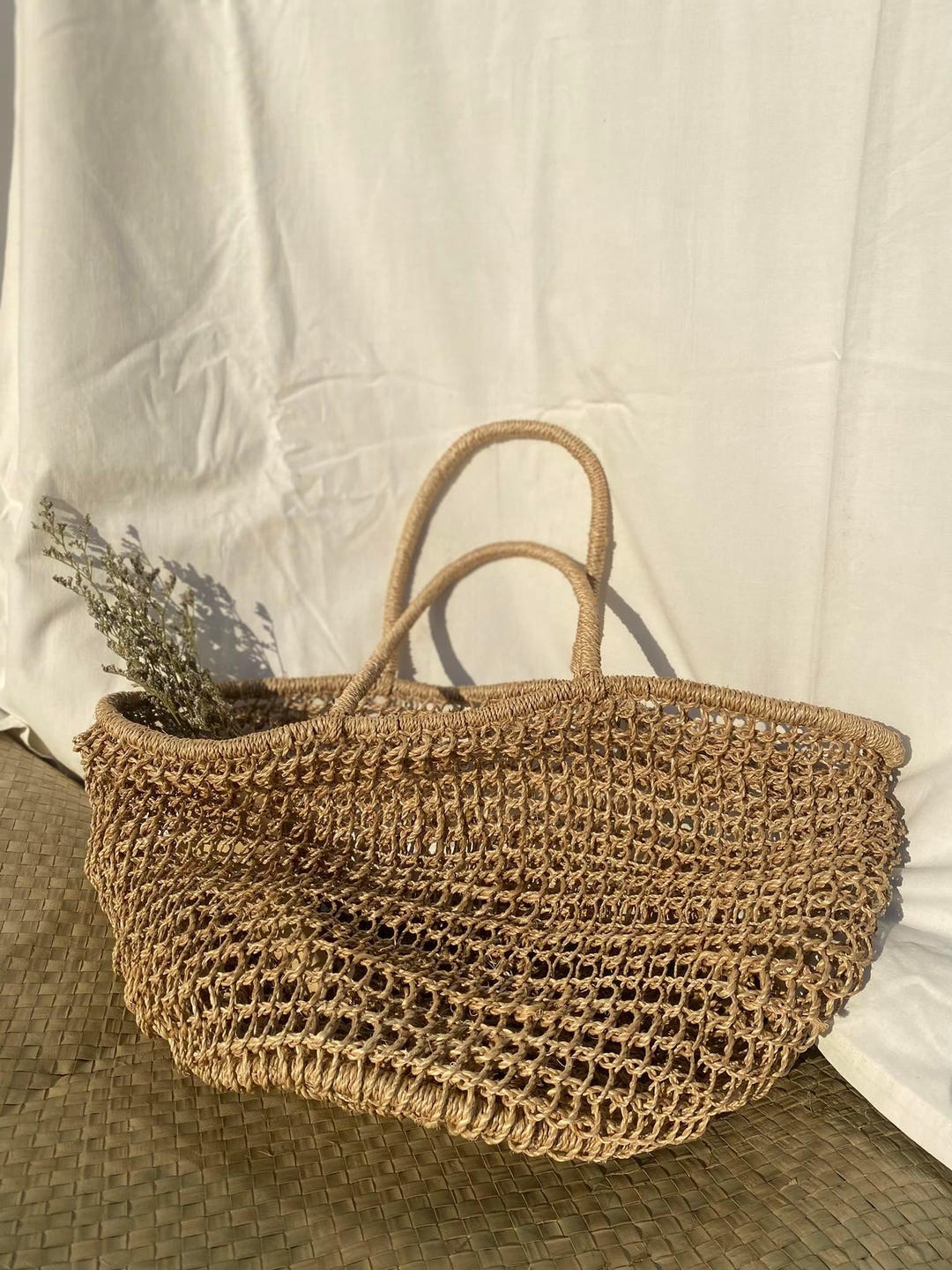 Handwoven Sustainable Abaca Summer Tote Bag - Lightweight & Collapsible ...