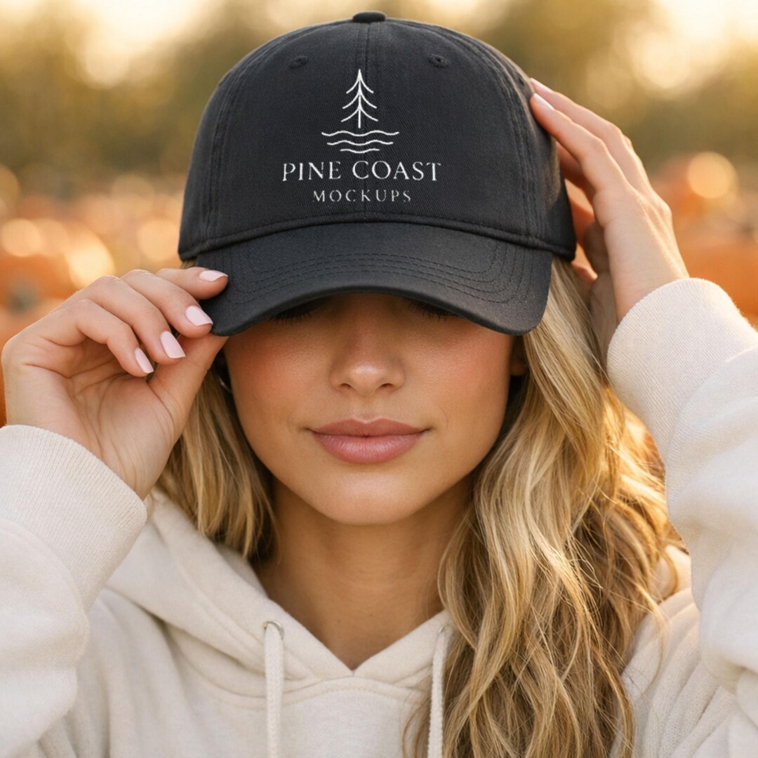 Black Infinity Her CASSIE Hat Mockup Fall Aesthetics: Pigment-dyed Cap ...