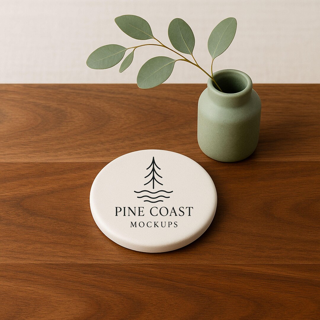 White Round Sublimation Coaster Mockup (JPG) - Etsy