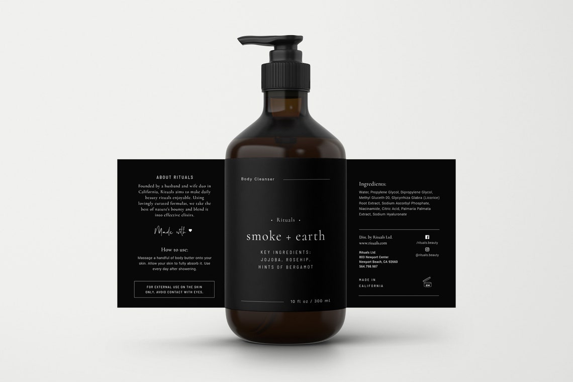 Pump Bottle Sticker Label Template DIY Body Wash Product - Etsy