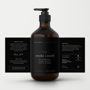 Pump Bottle Sticker Label Template DIY — Body Wash Product Label Design ...