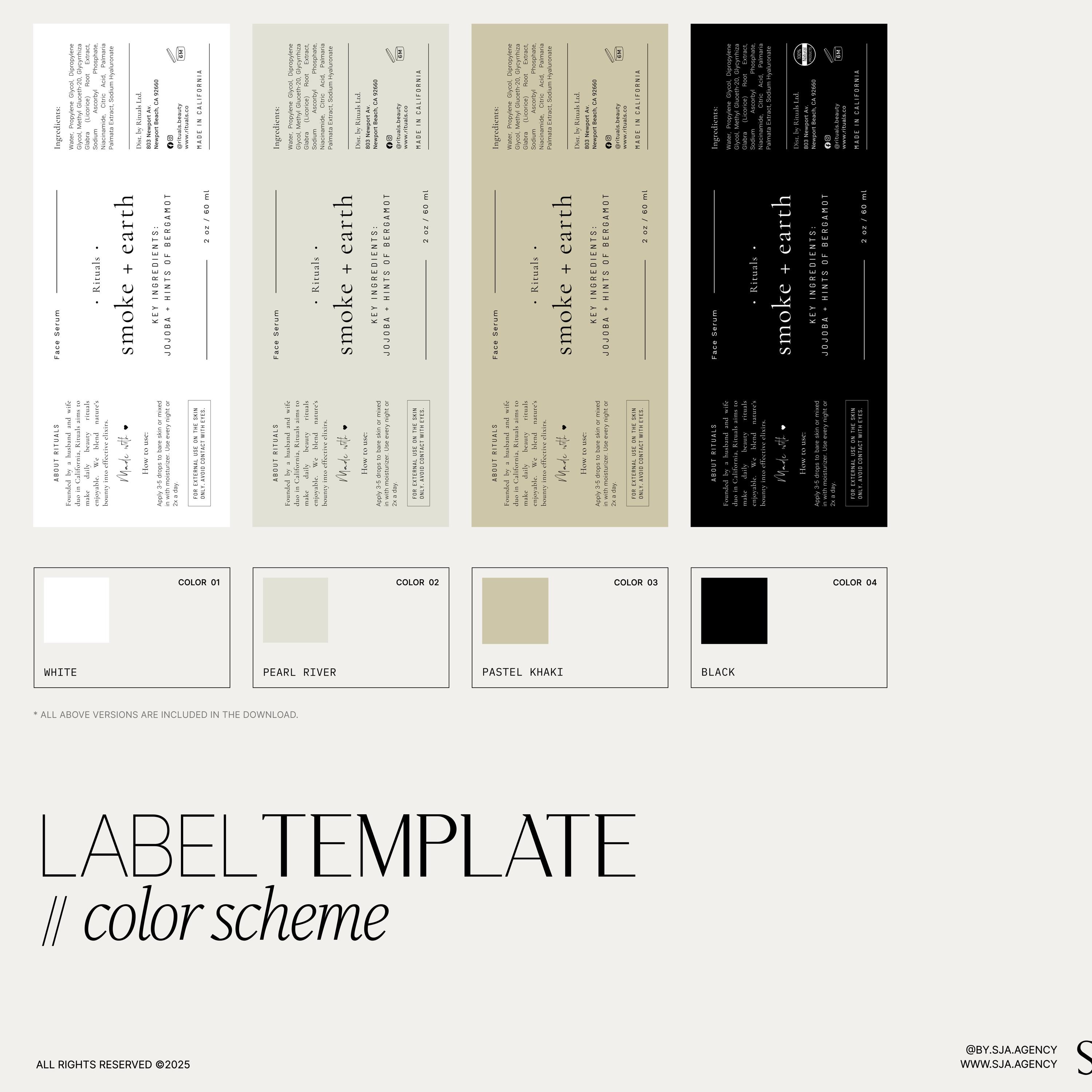 2 Oz Custom Skincare Bottle Labels, Beard Oil Serum Label Template ...