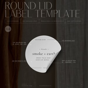 Round Label Template Design for Cosmetic Packaging: Editable in Canva ...