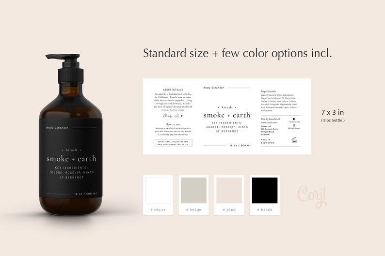 DIY Shampoo Label Template 8 Oz Product Labels for Body Wash - Etsy