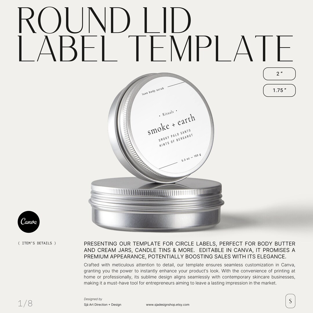 Round Avery Sticker Template for Skincare Packaging: Editable in Canva ...