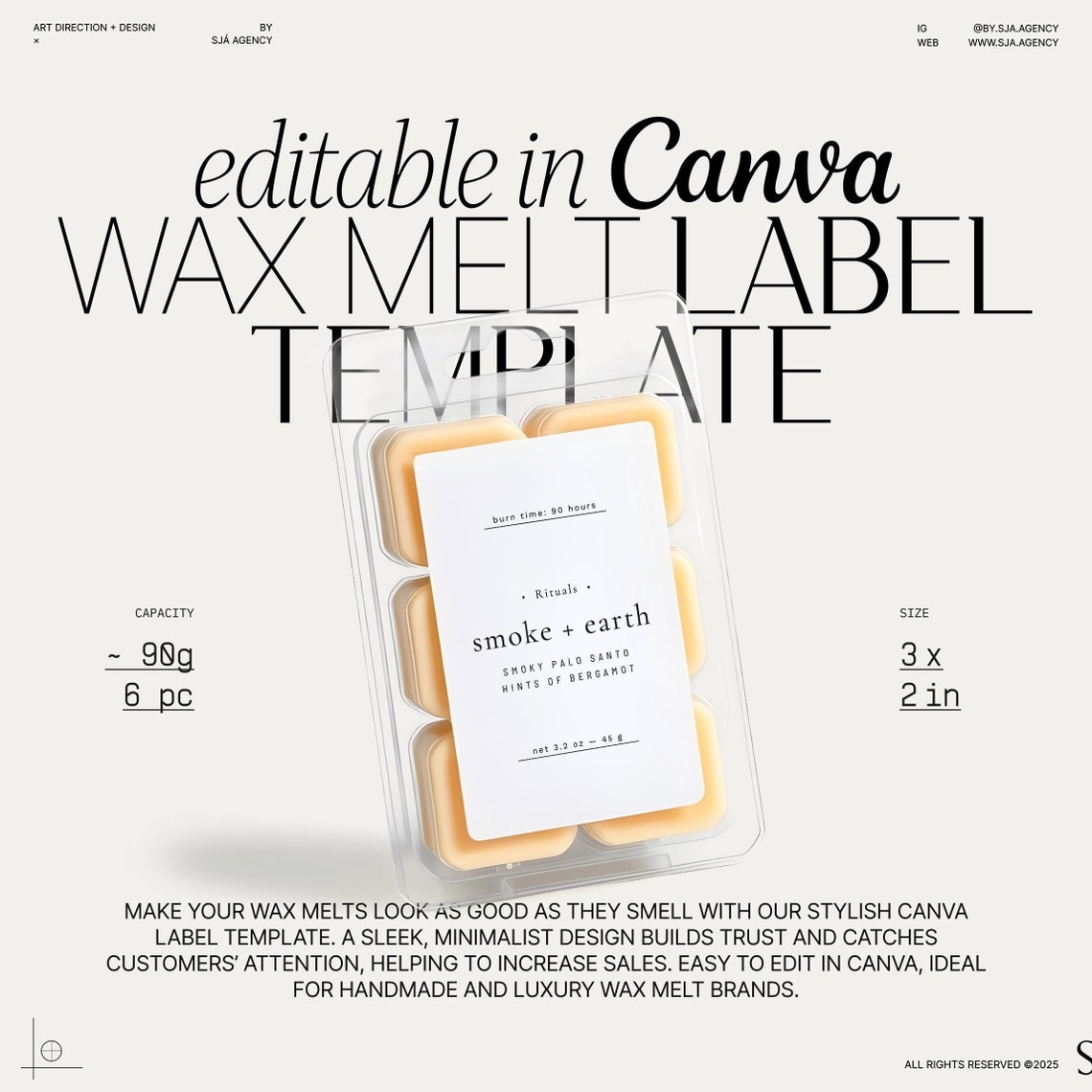 Minimal Wax Melt Labels, Customizable Canva Design for Candle Makers ...