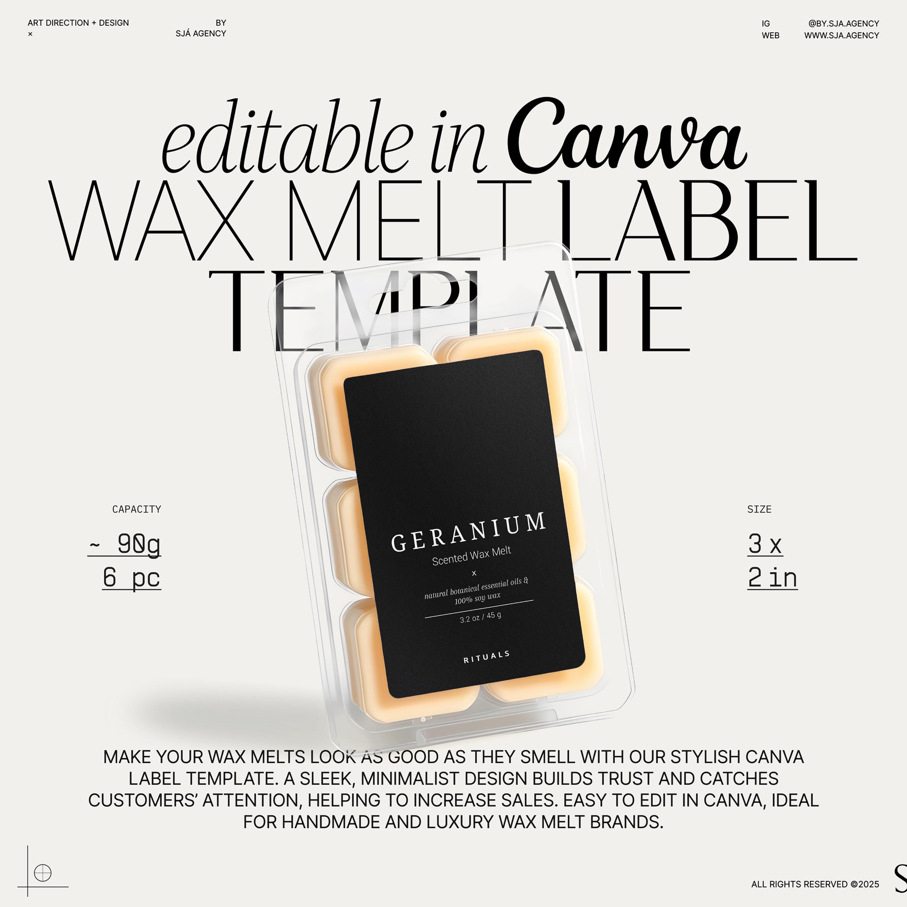 Editable Wax Melt Label Template, Sleek Canva Design for Small Candle ...