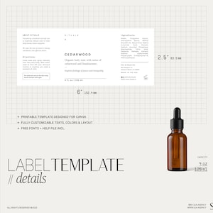 Custom Cosmetic Labels 4 Oz Potion Bottle, Editable Template Digital ...
