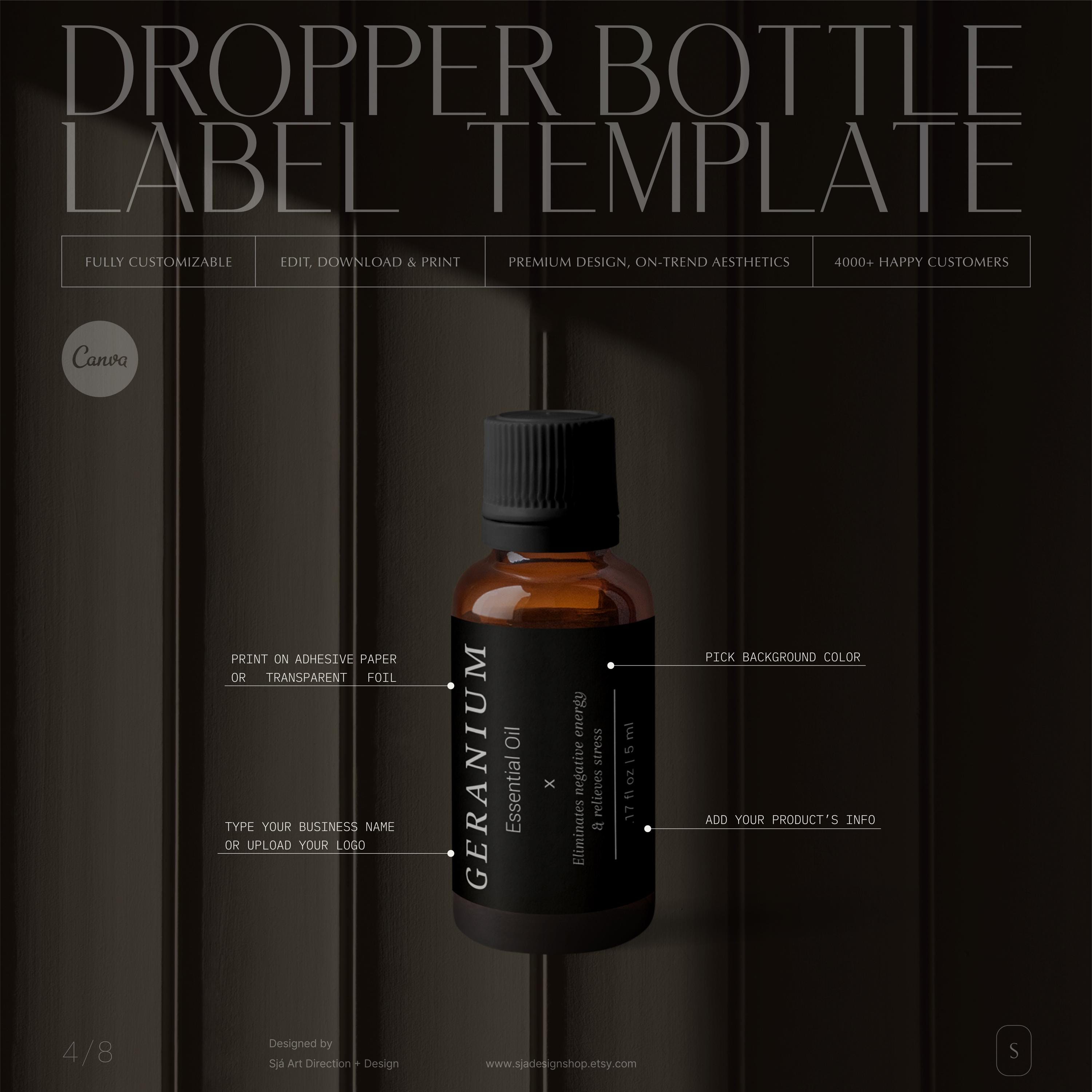 Editable Avery & Canva Essential Oil Label Templates, Label Design for ...
