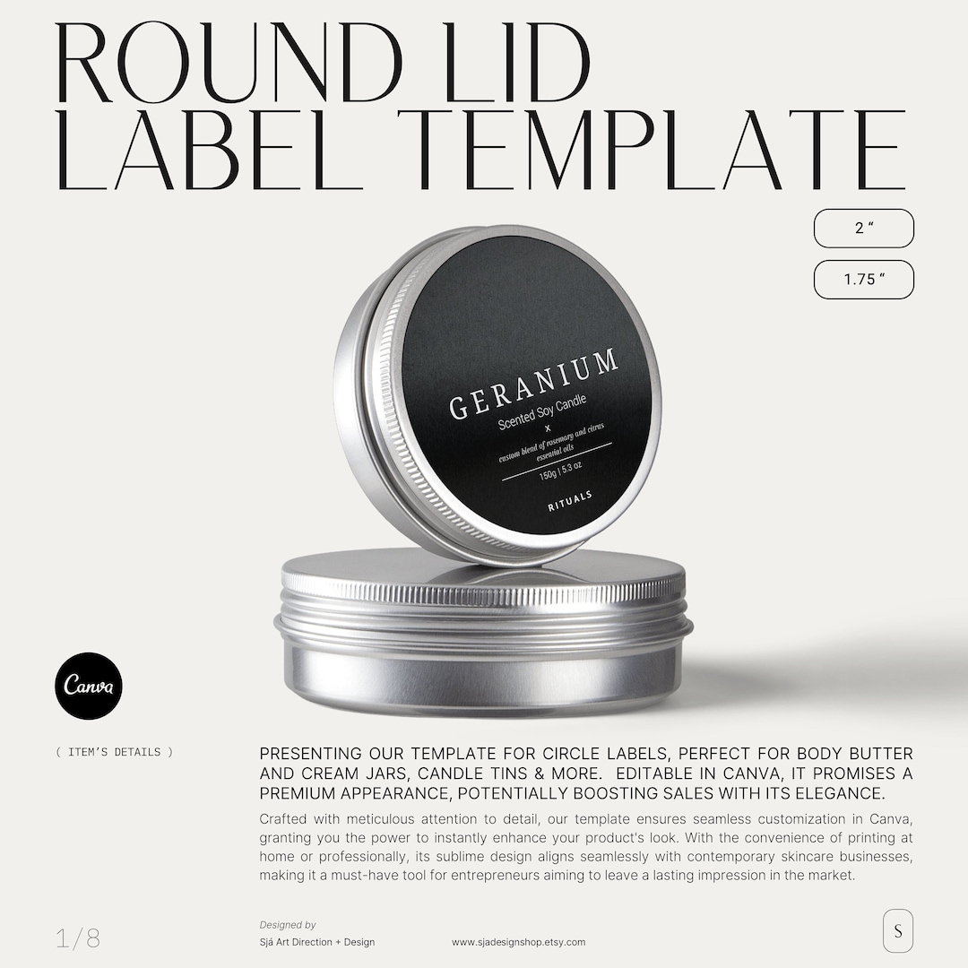 Round Product Labels, Canva Editable Download, DIY Label Design for ...
