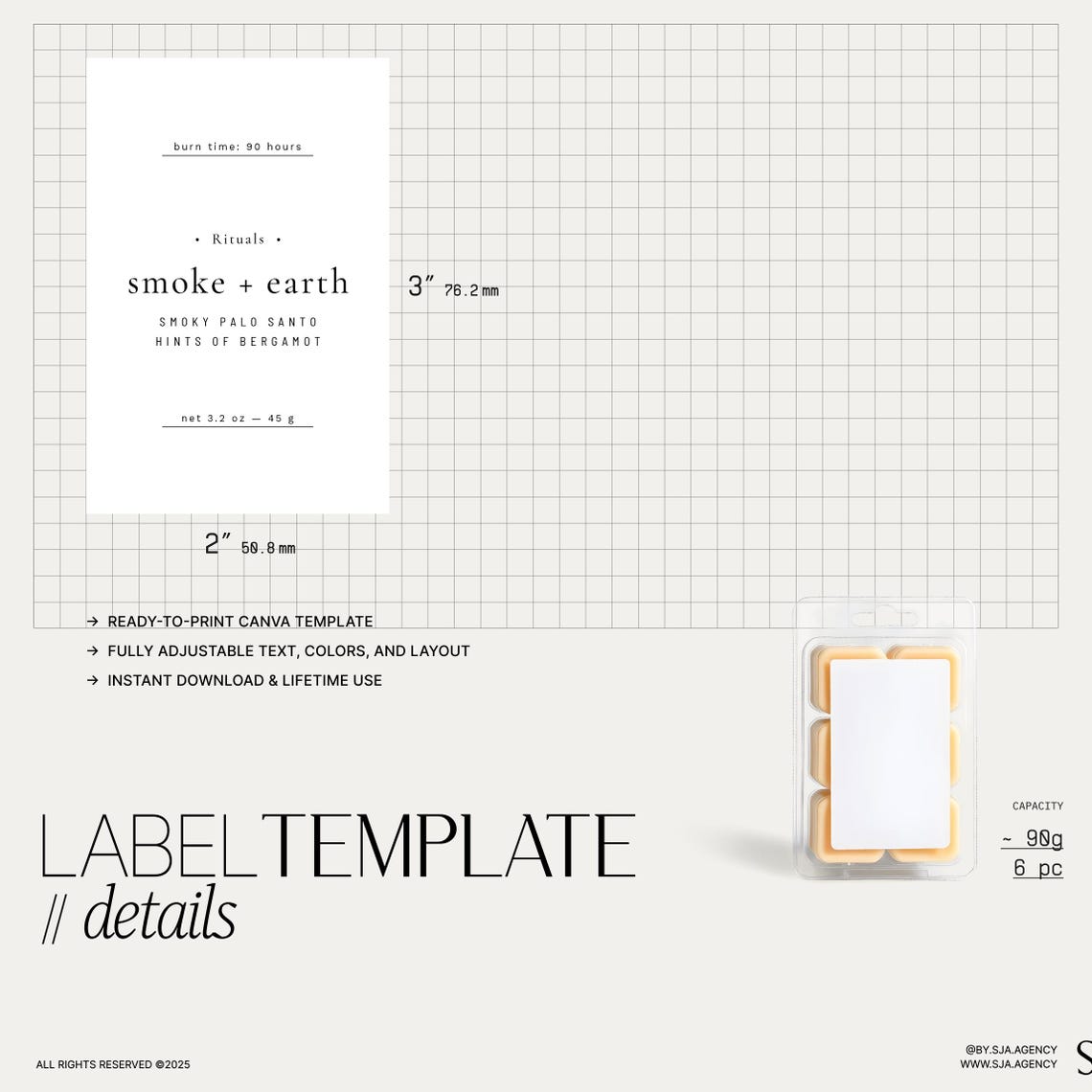 Minimal Wax Melt Labels, Customizable Canva Design for Candle Makers ...