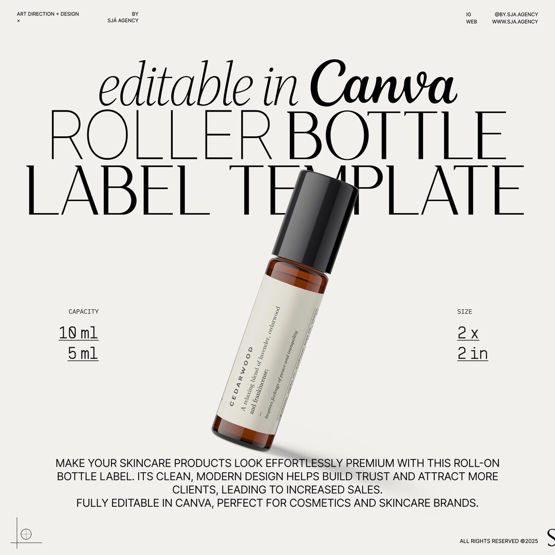 Essential Oil Roller Label Template DIY, Oil Blend Roll-on Label Design ...