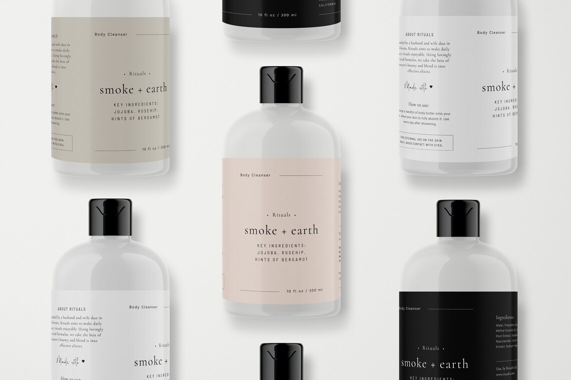 Pump Bottle Sticker Label Template DIY Body Wash Product - Etsy