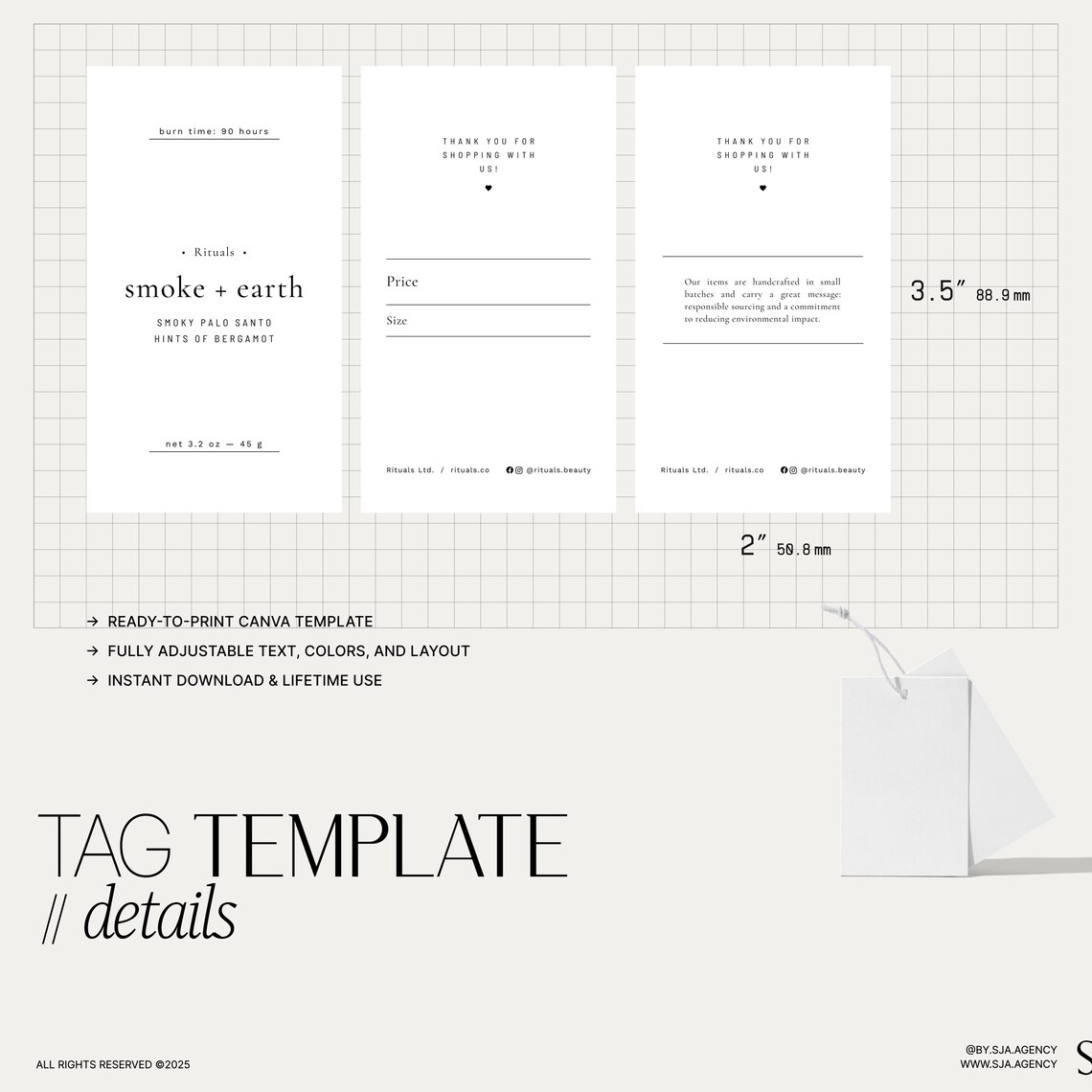 Editable Pricing Tag Template 2x3.5" Hang Tags for Products, Canva ...