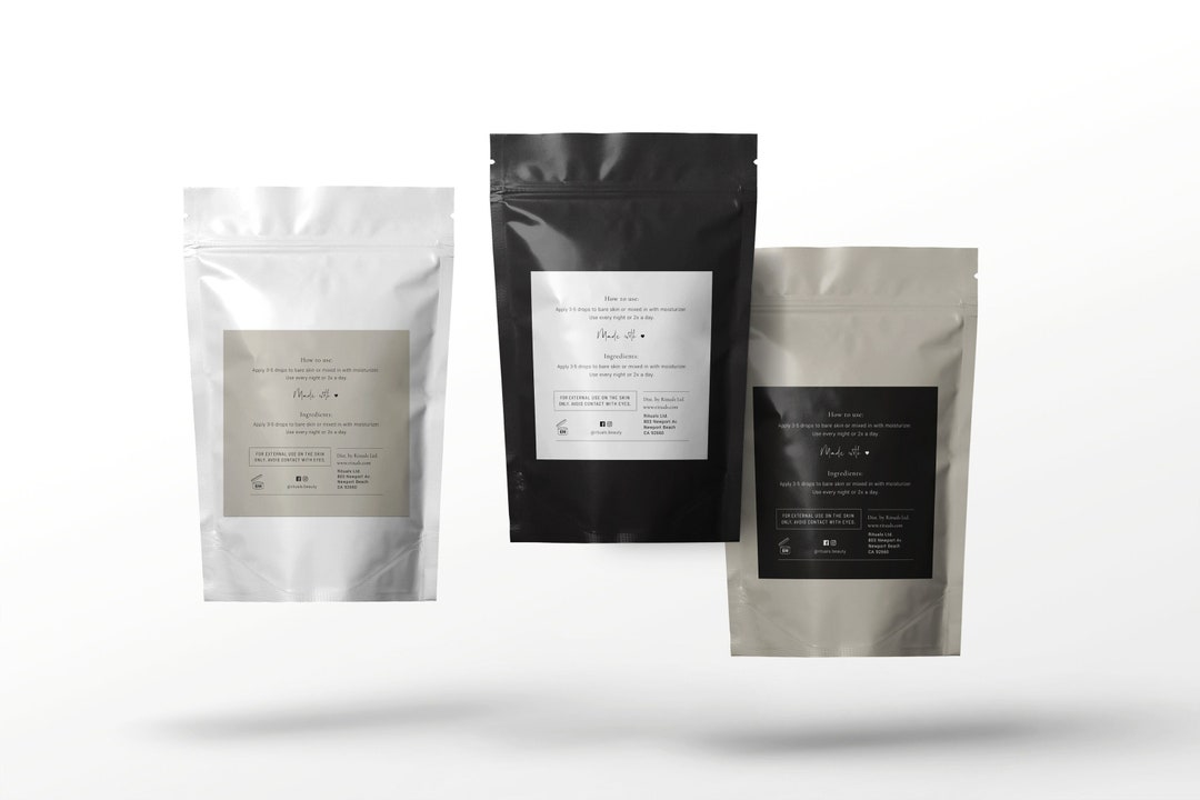 Editable Pouch Back Labels Template Cosmetic Pouch Product Label ...
