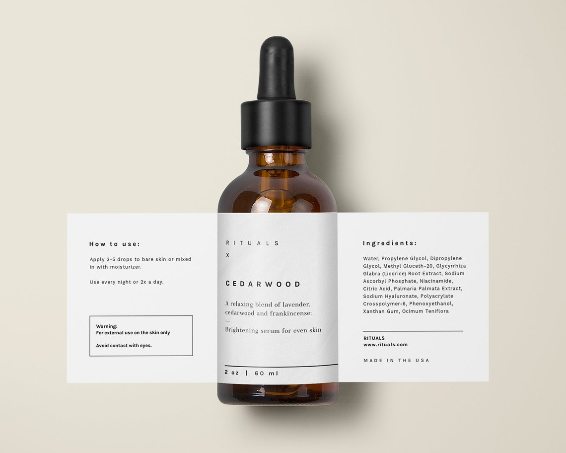 Beauty Product Cosmetic Labels Face Hair Serum Oil Label | Etsy