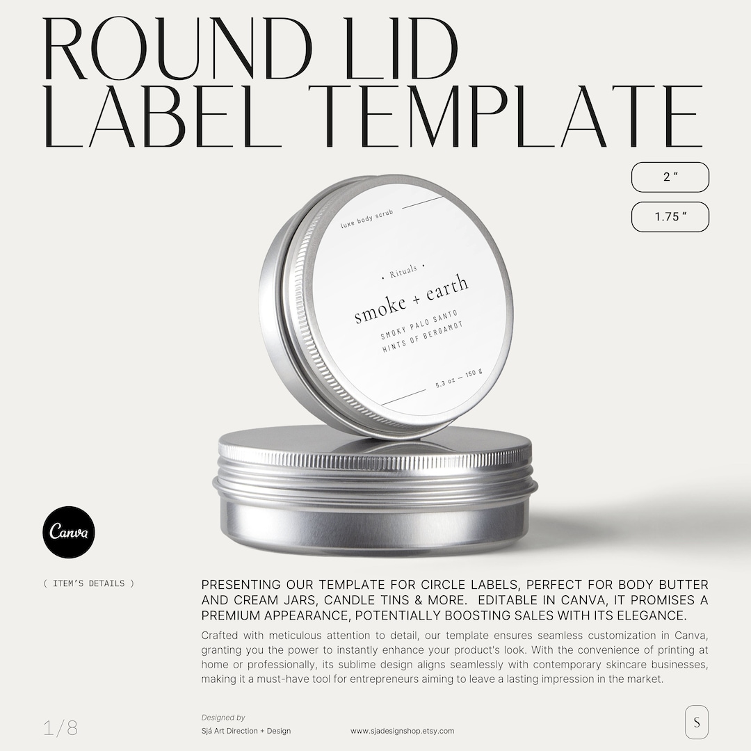 Round Label Template Design for Cosmetic Packaging: Editable in Canva ...