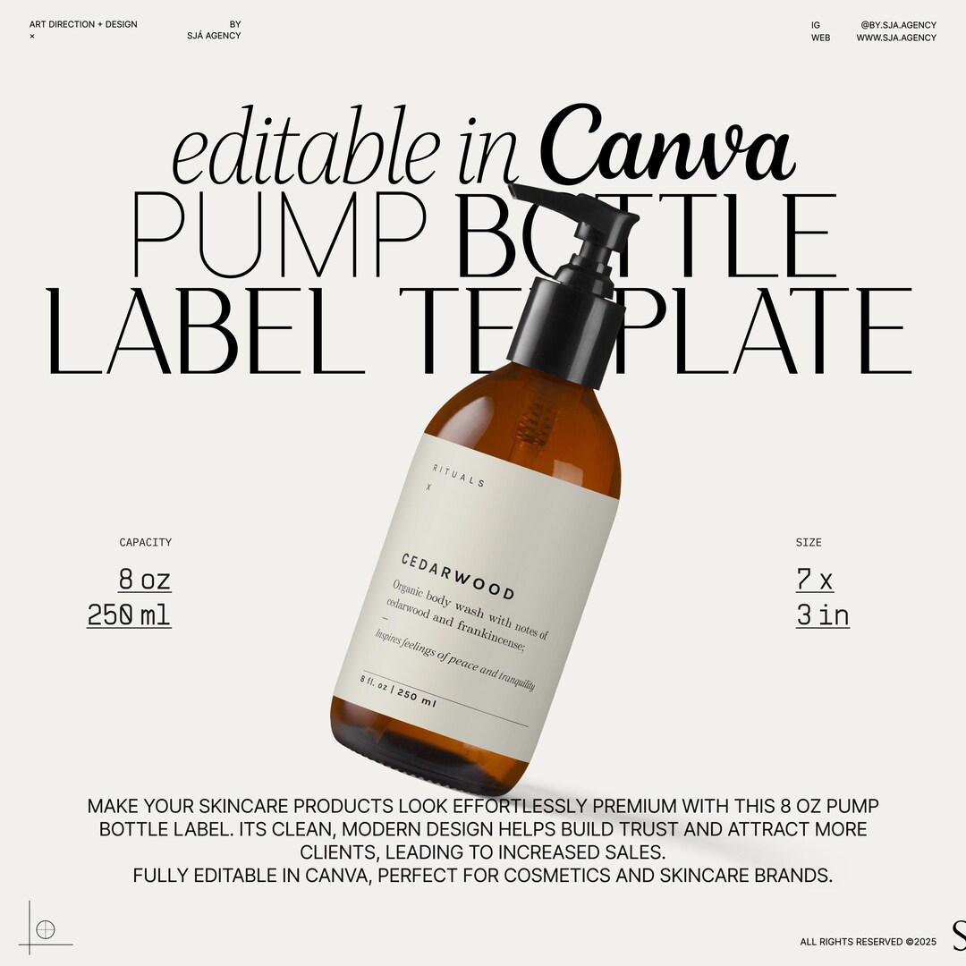 DIY Shampoo Label Template 8oz, Product Labels for Body Wash, Pump ...