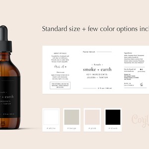 Cosmetic Tincture Labels for 100ml Bottle, Editable Skincare Label ...