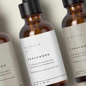 Beauty Product Cosmetic Labels, Dropper Mini Bottle Label Template DIY ...