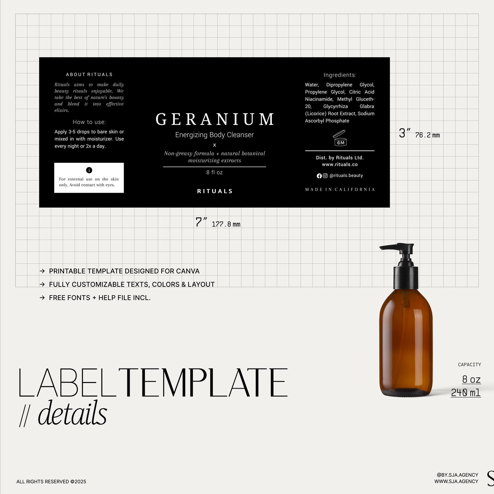Body Wash Label Template, Custom Lotion Labels, Spa Product Label ...