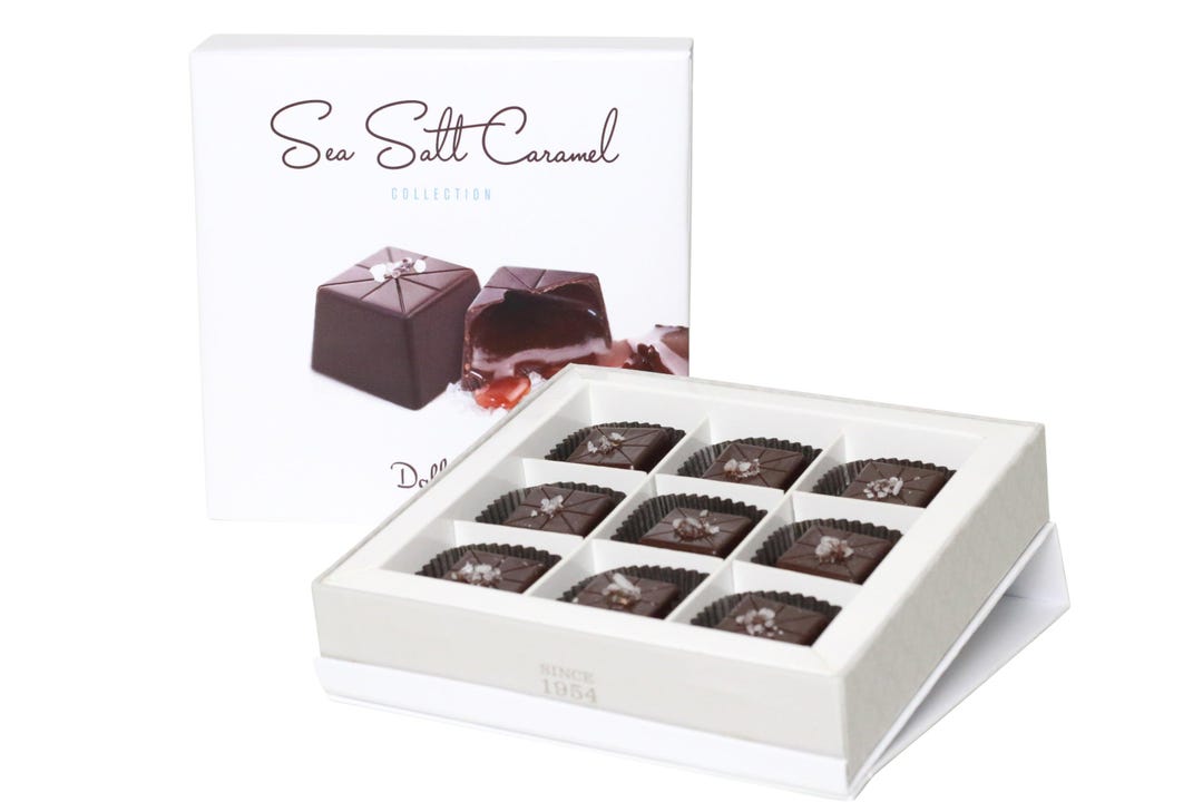 VEGAN** 9 Piece Sea Salt Dark Chocolate Gift Box - Etsy