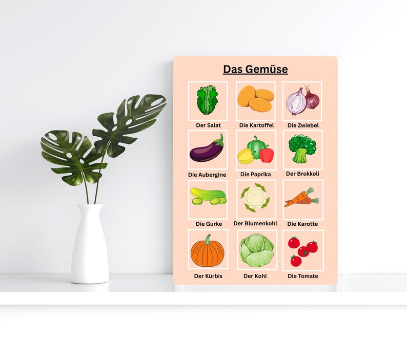 Das Gemüse German Educational Print - German Vegetables, Homeschooling ...