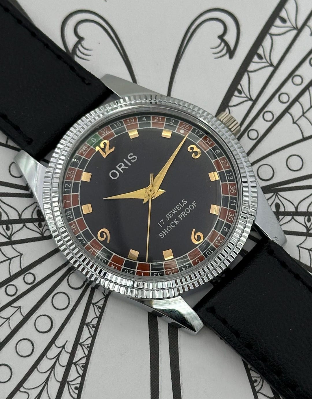 Vintage ORIS Hand-winding Watch: Black Casino Dial, Swiss Made - Etsy
