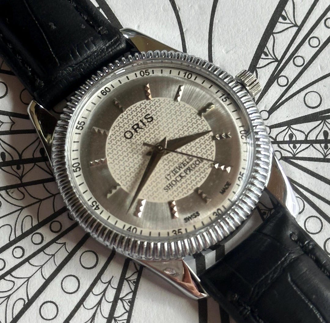 Vintage ORIS Silver Dial Mechanical Hand Winding FHF Movement ST-96 ...