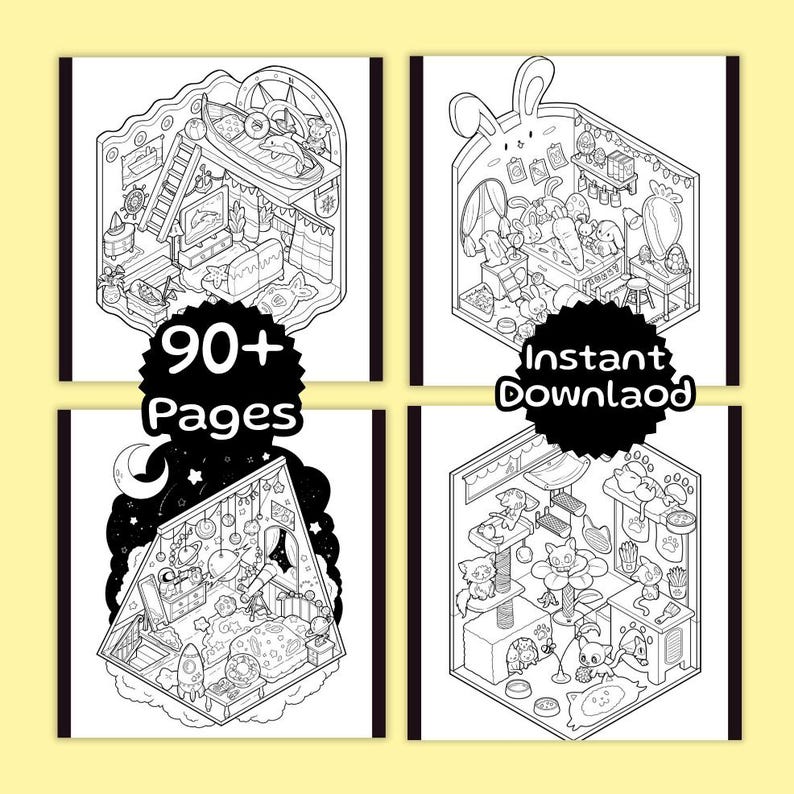 90+ Coco Wyo Style Tiny Room Coloring Book Bundle Bold and Easy ...