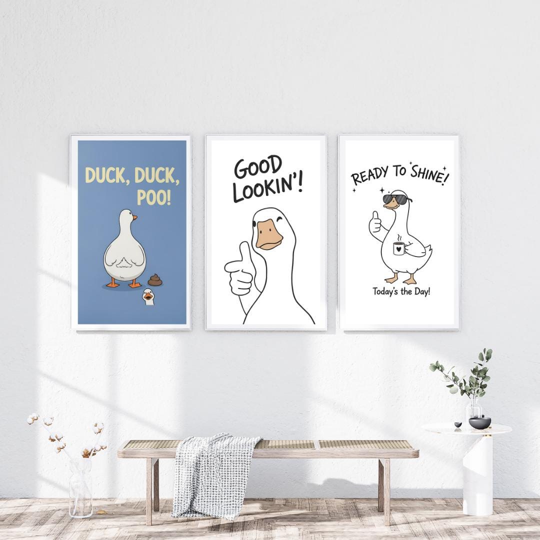 Funny Goose Prints Set, Bathroom Nursery Decor (digital Download) - Etsy